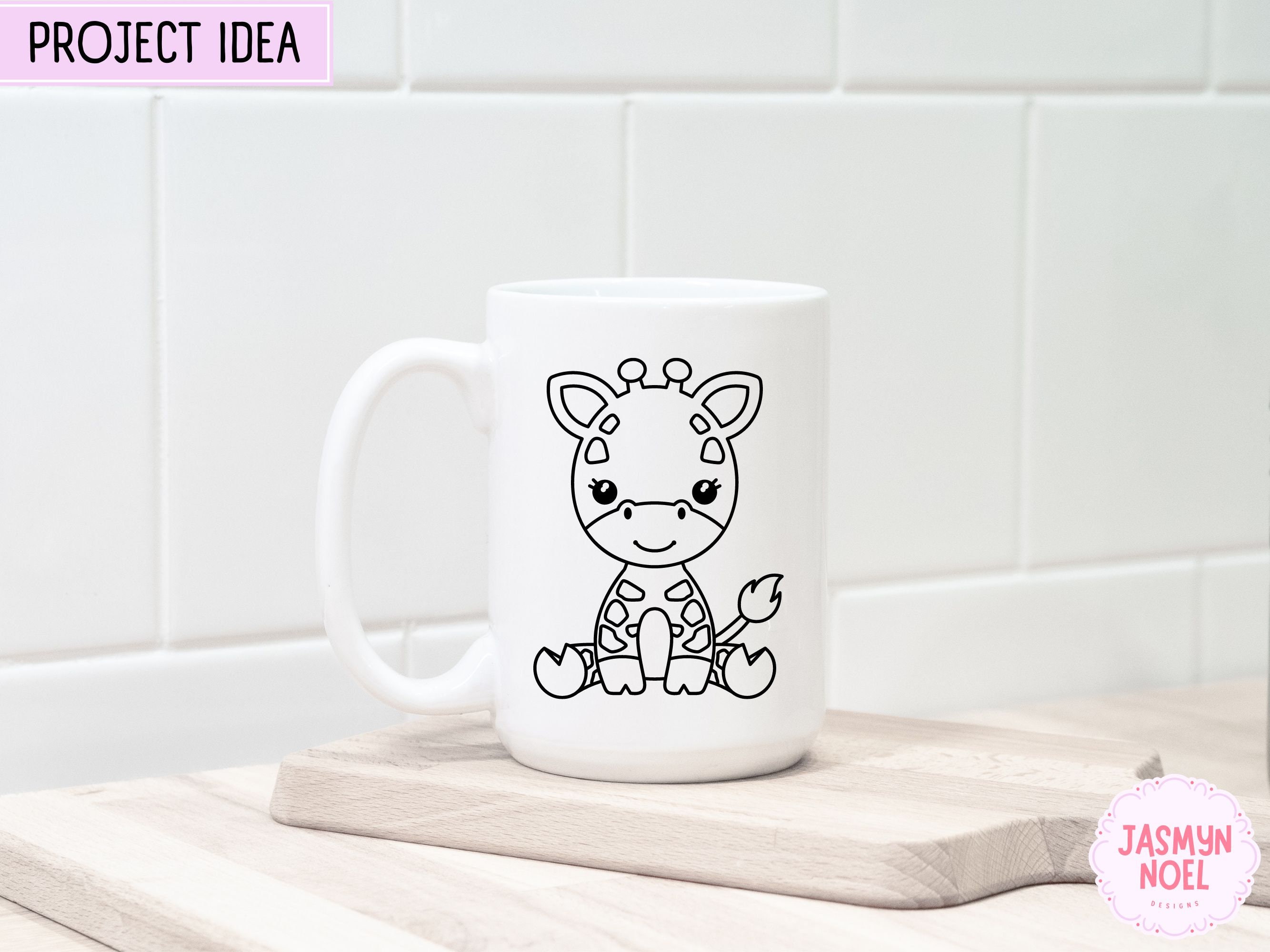 Cute Baby Giraffe Outline Clipart PNG SVG Cut File Jungle Safari Zoo ...