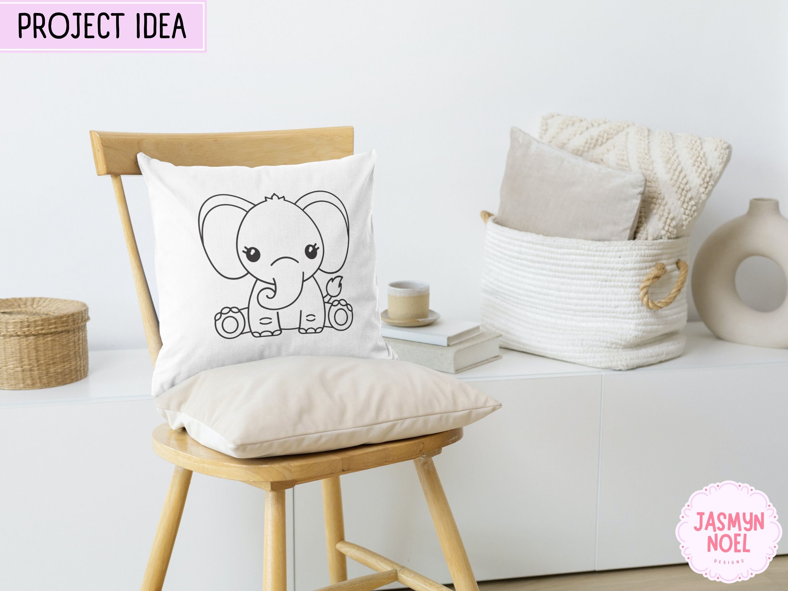 Cute Elephant Outline SVG Cut File, PNG, & DXF African Animal Clipart ...