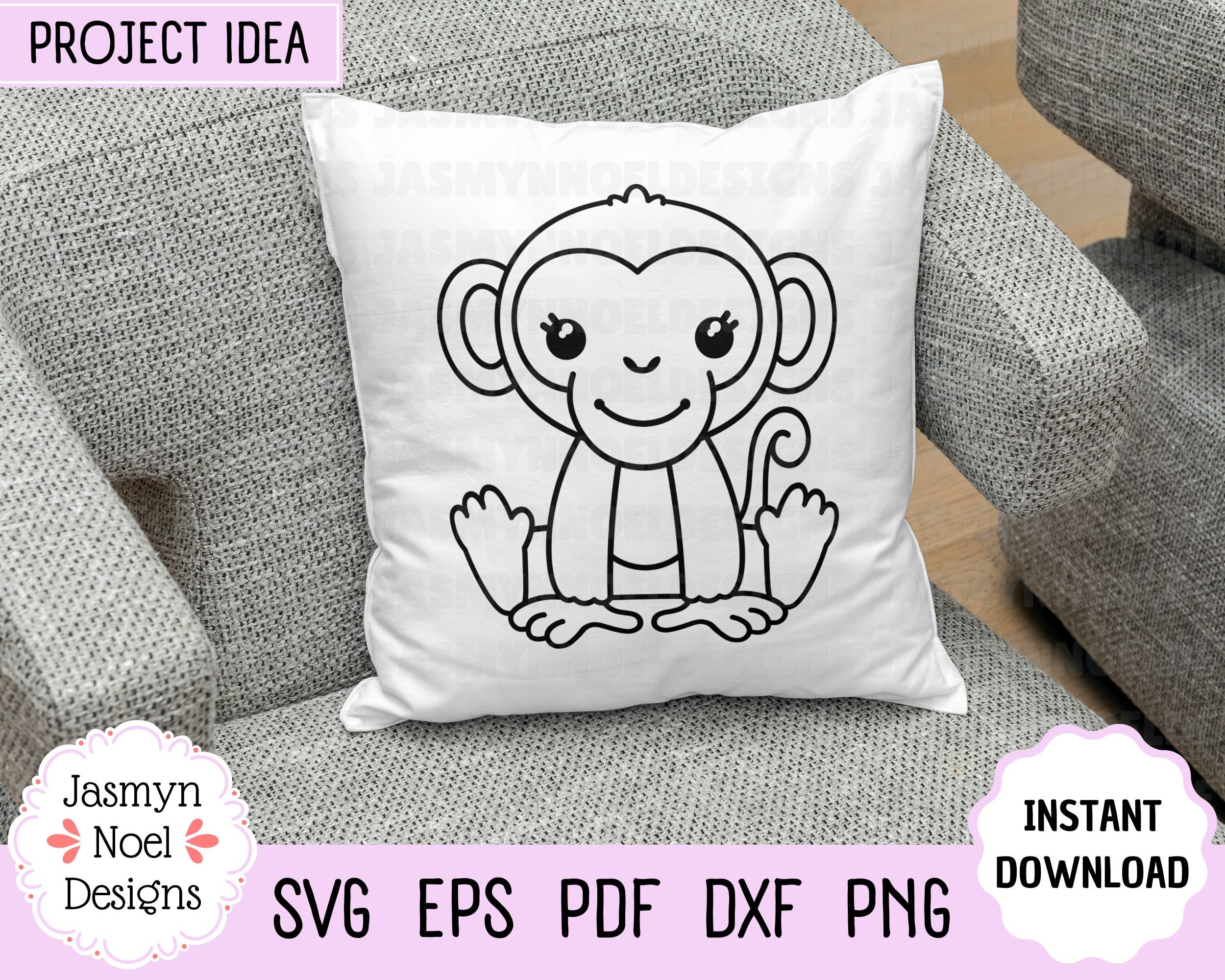 Cute Chimpanzee SVG Chimp Laser Cut File Monkey PNG & - Etsy Canada