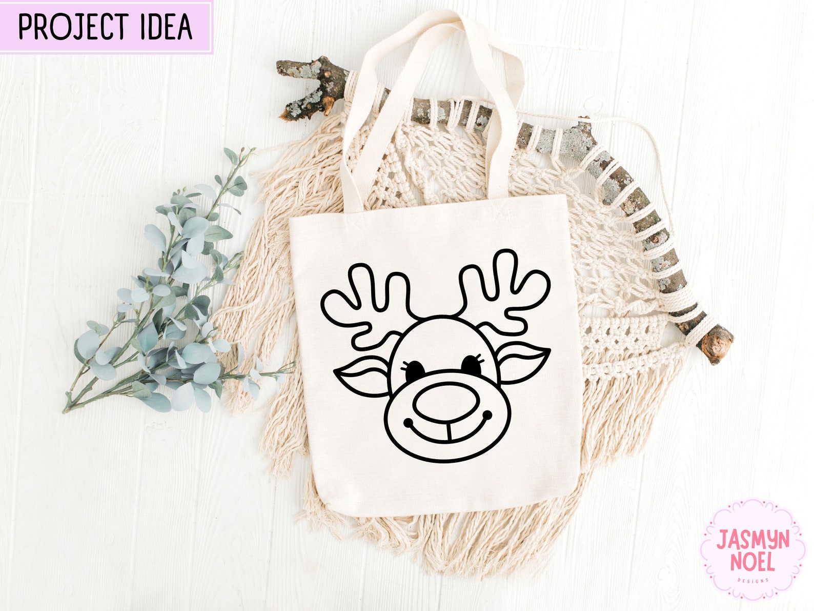 Cute Reindeer Outline SVG, Christmas Deer Line Art SVG, Reindeer Head ...