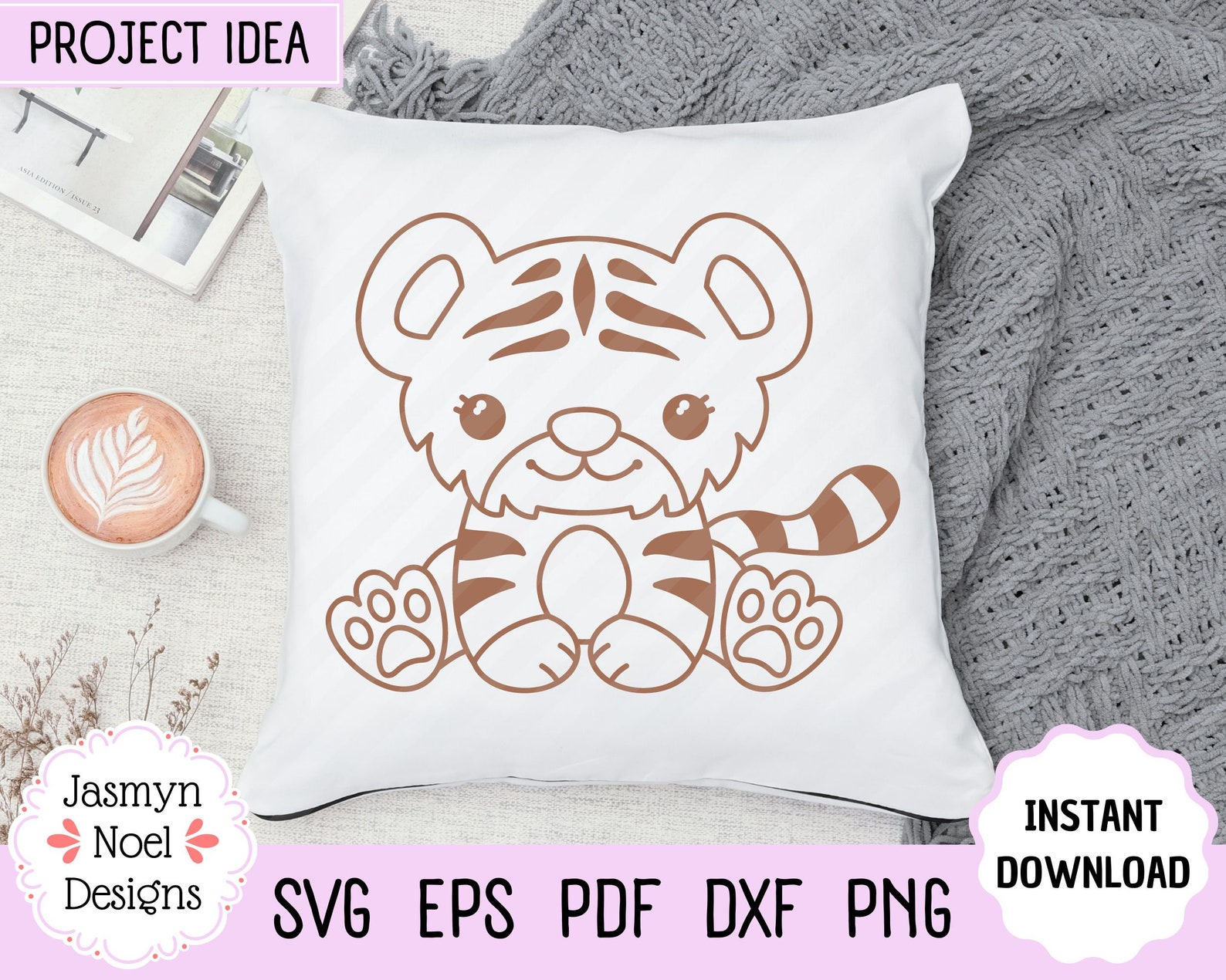 Cute Tiger Cub Outline Clipart PNG & SVG Cut File Safari - Etsy