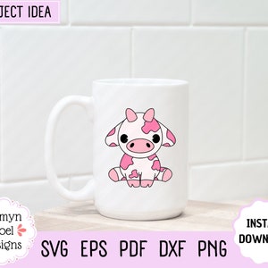 Strawberry Cow SVG Pink Cow Clipart Cute Cow PNG Baby - Etsy