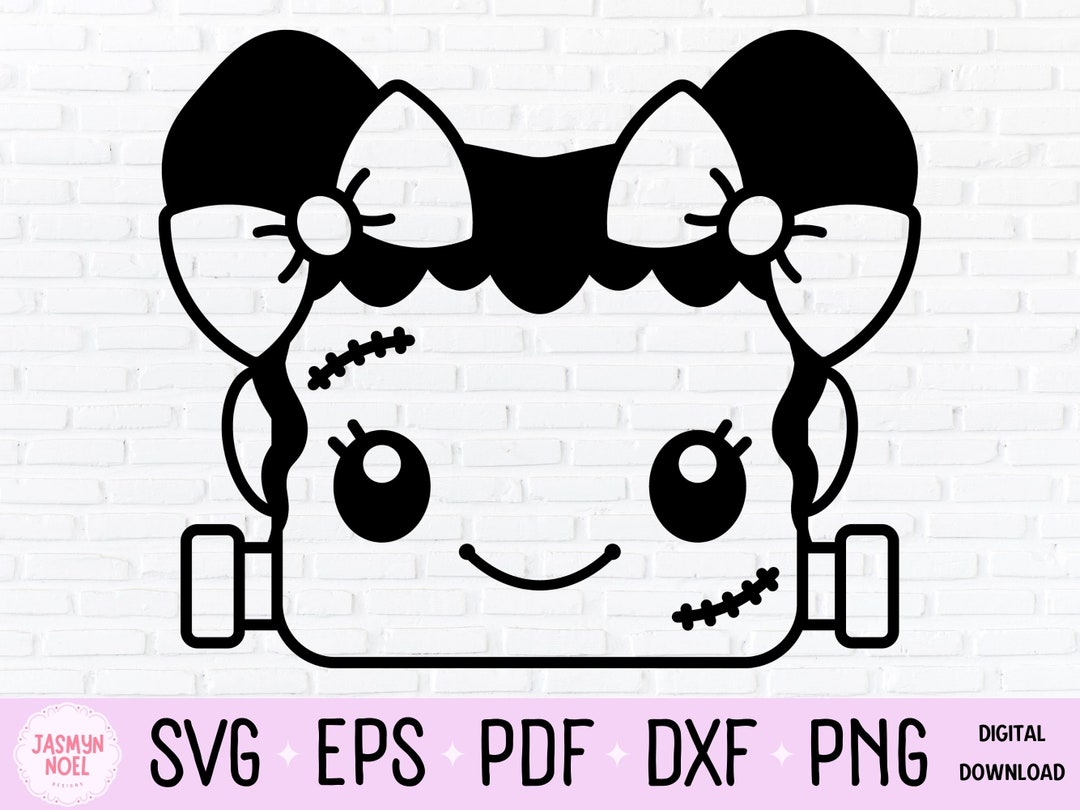 Frankenstein Monster Girl Halloween Line Art SVG, PNG, Clipart, and ...