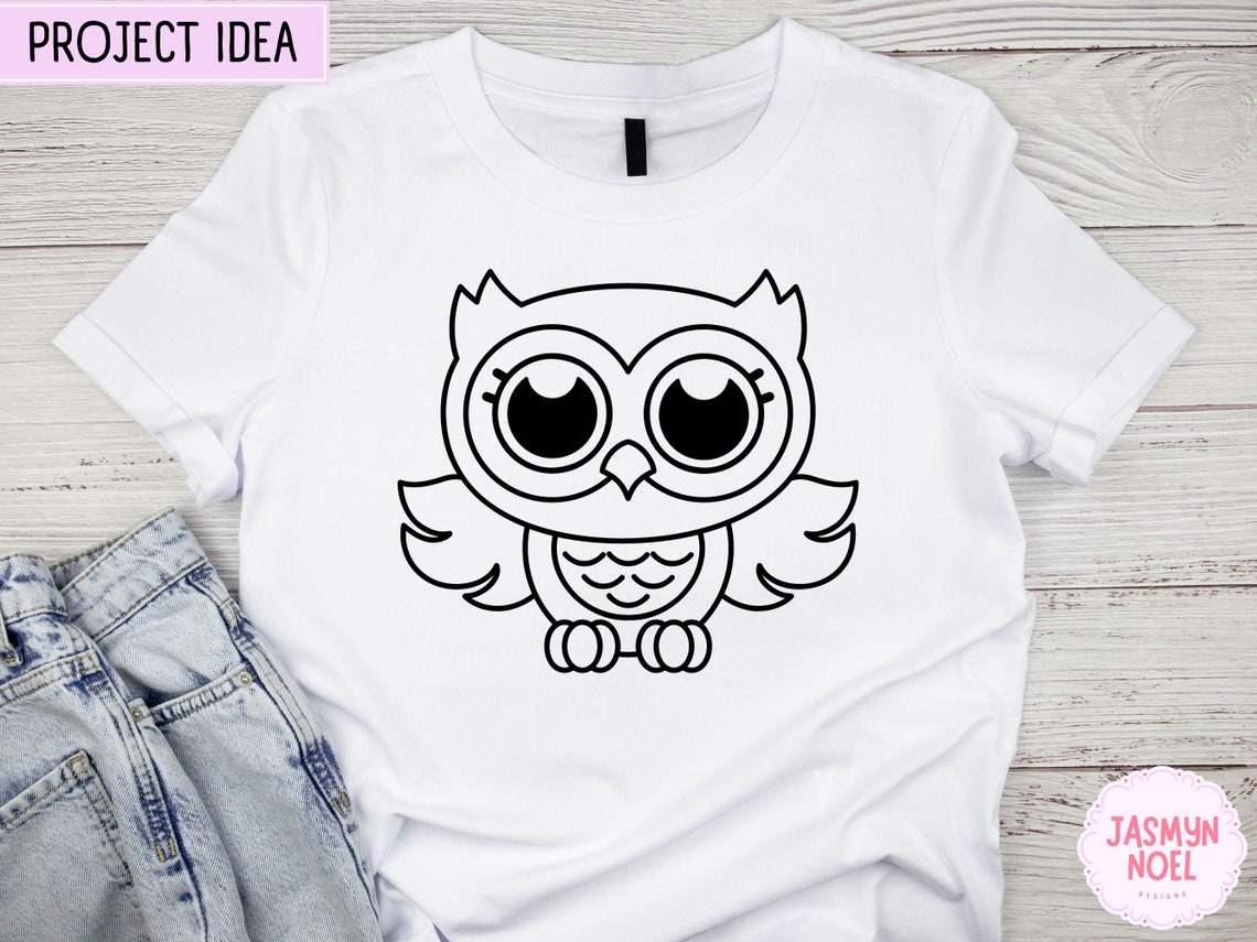 Cute Woodland Owl Line Art, Baby Night Owl Outline SVG, Clipart, PNG ...