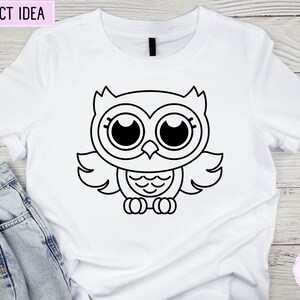 Cute Woodland Owl Line Art, Baby Night Owl Outline SVG, Clipart, PNG ...