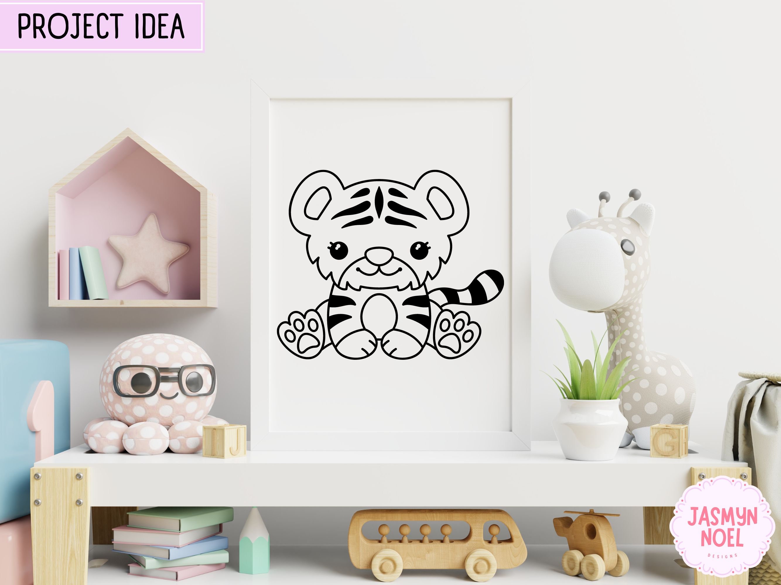 Cute Tiger Cub Outline Clipart, PNG, & SVG Cut File Safari Illustration ...