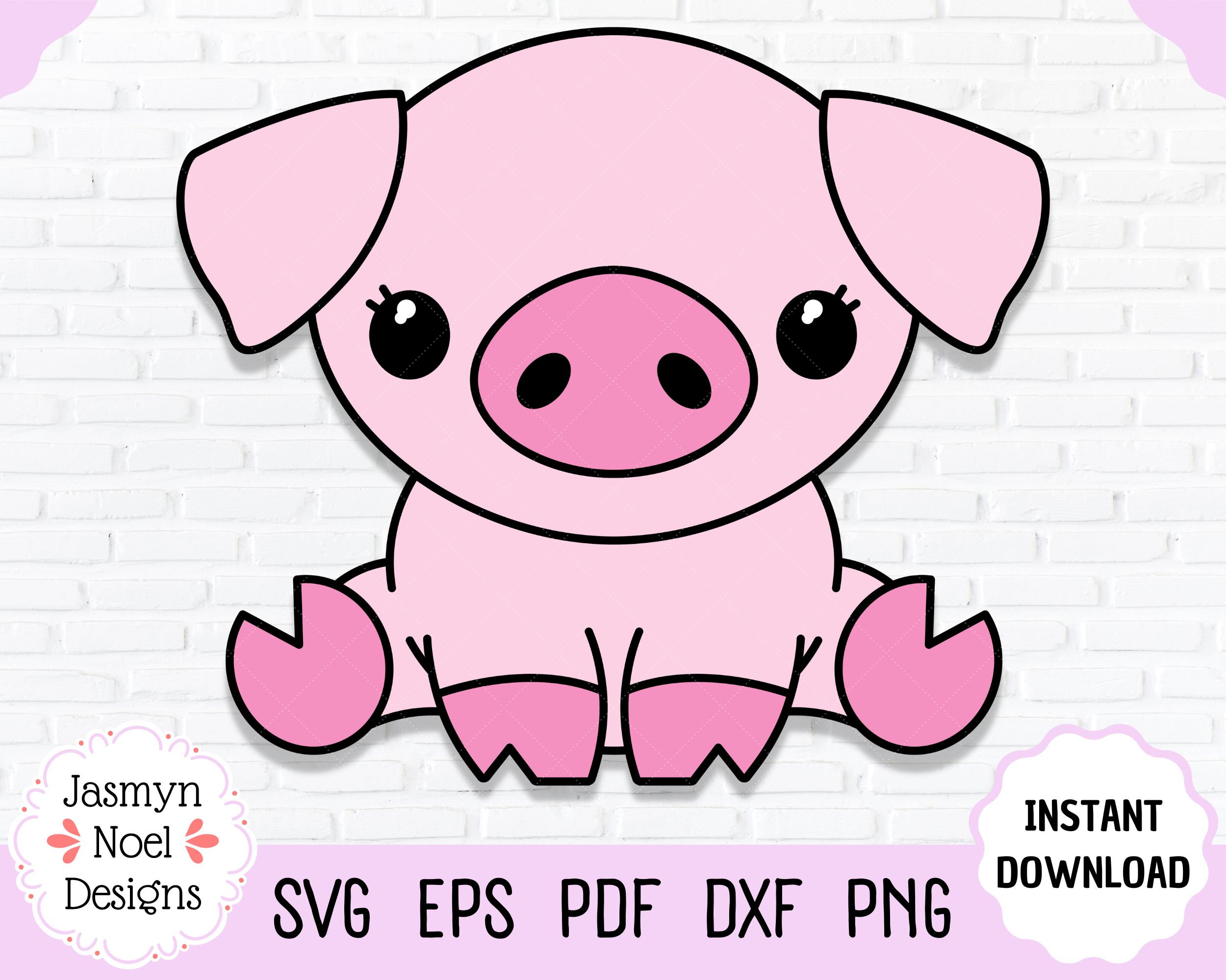 Cute Kawaii Baby Pig Clipart PNG & SVG Cut File - Etsy