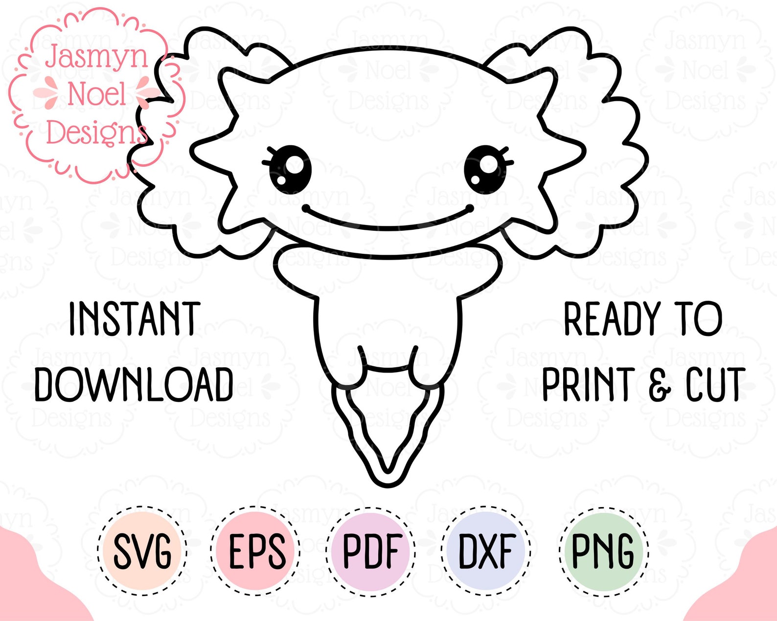 Cute Axolotl Outline SVG Kawaii Axolotl Line Drawing Clipart - Etsy