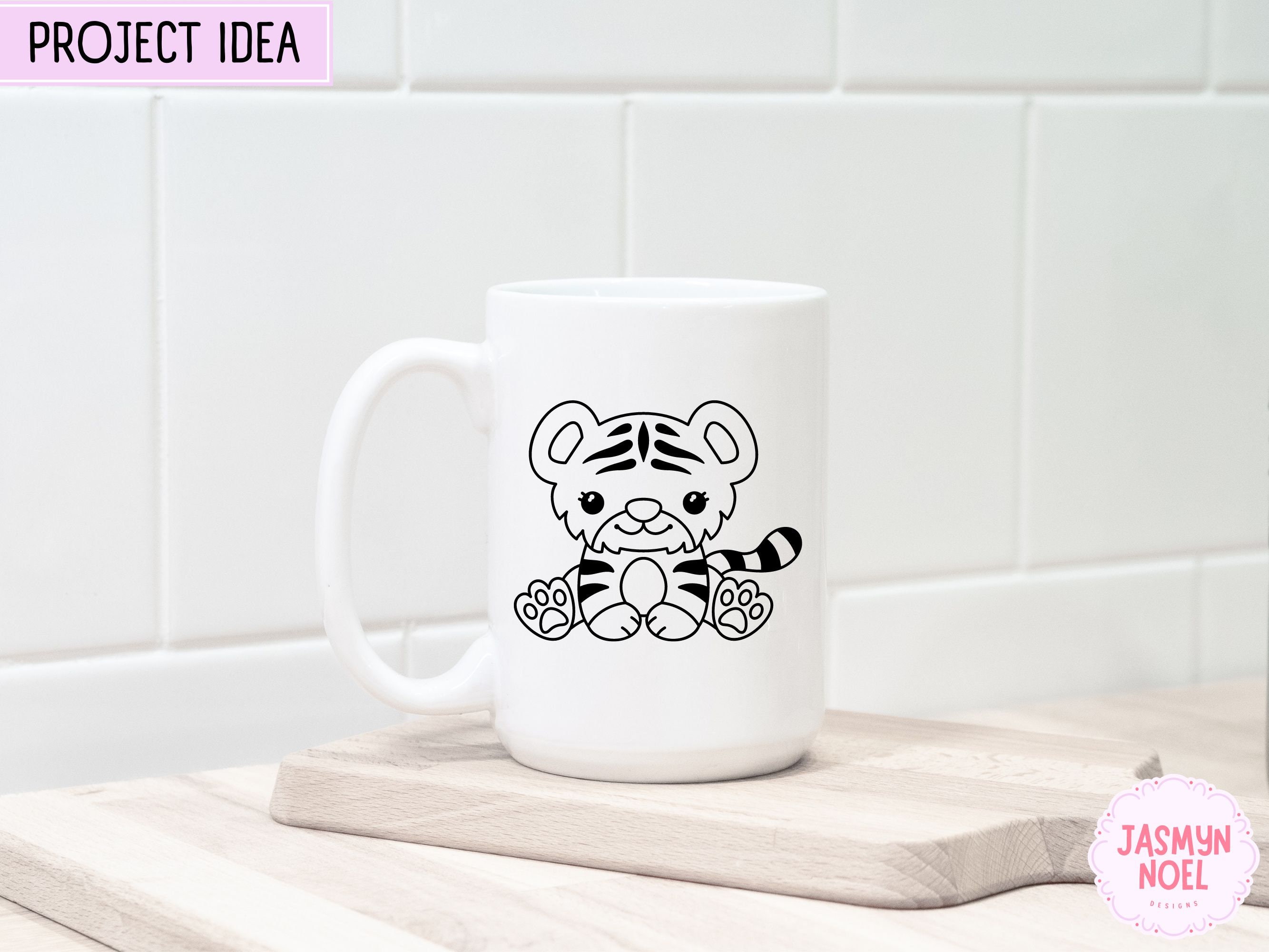 Cute Tiger Cub Outline Clipart, PNG, & SVG Cut File Safari Illustration ...