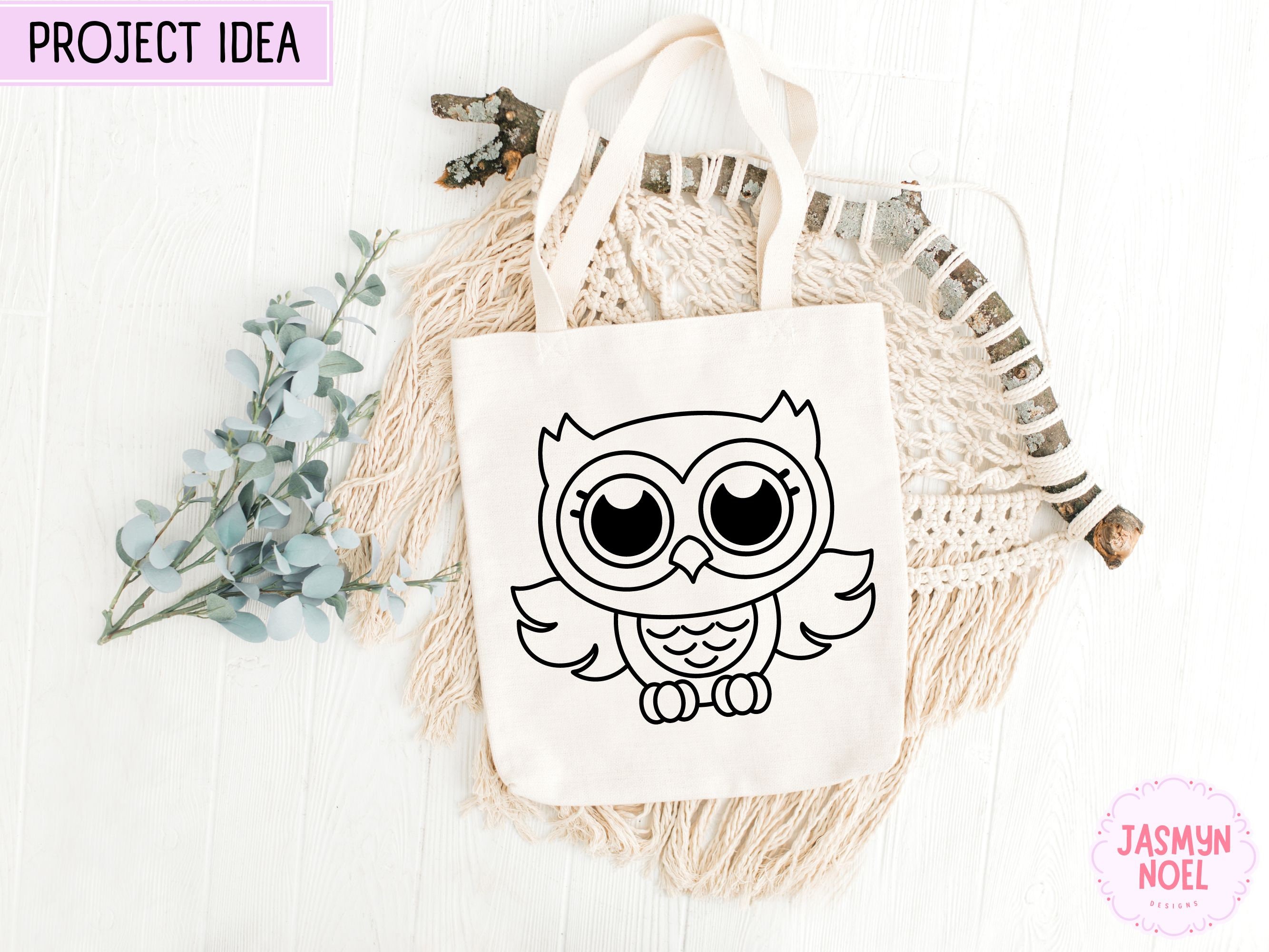 Cute Woodland Owl Line Art, Baby Night Owl Outline SVG, Clipart, PNG ...