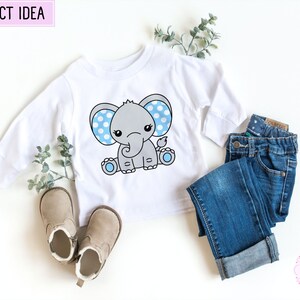 Blue and Gray Boy Elephant SVG, PNG, & DXF - Cute Animal Clipart for ...