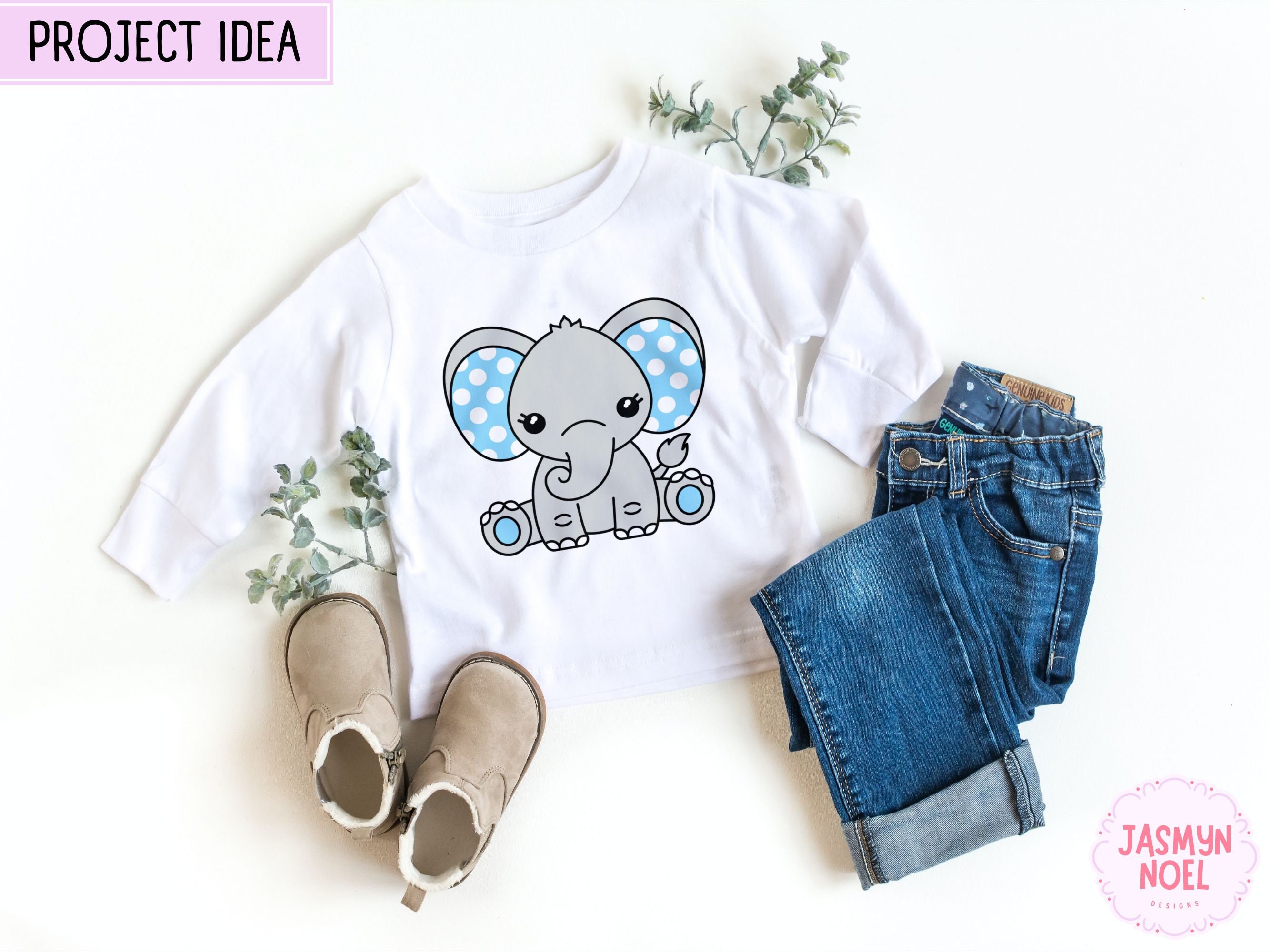 Blue and Gray Boy Elephant SVG, PNG, & DXF - Cute Animal Clipart for ...