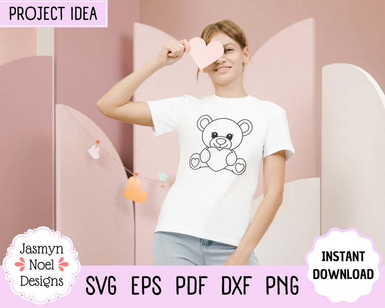 Cute Teddy Bear With A Heart Outline & Line Art SVG - Etsy