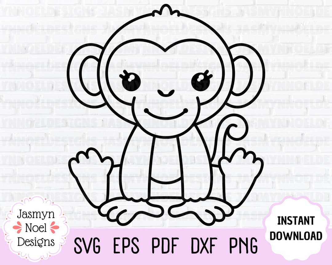 Cute Chimpanzee SVG Chimp Laser Cut File Monkey PNG & - Etsy