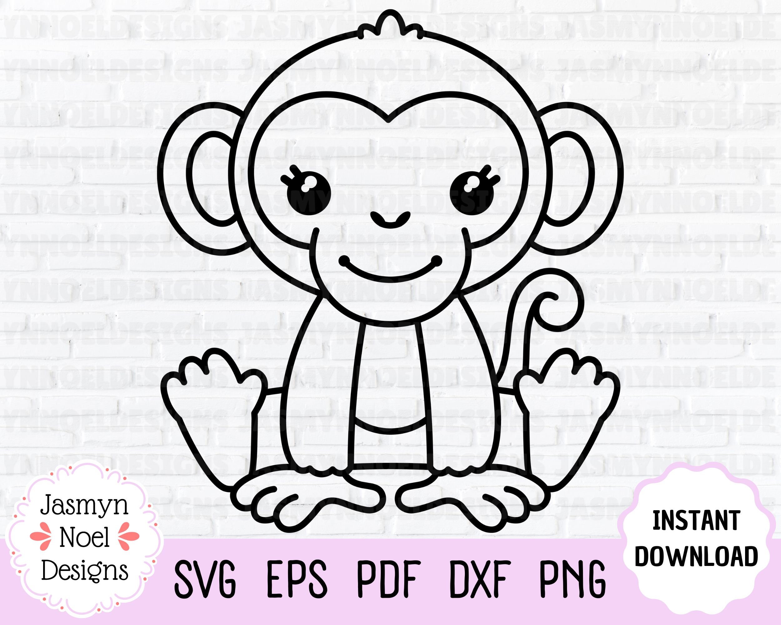 Cute Chimpanzee SVG Chimp Laser Cut File Monkey PNG & - Etsy Canada