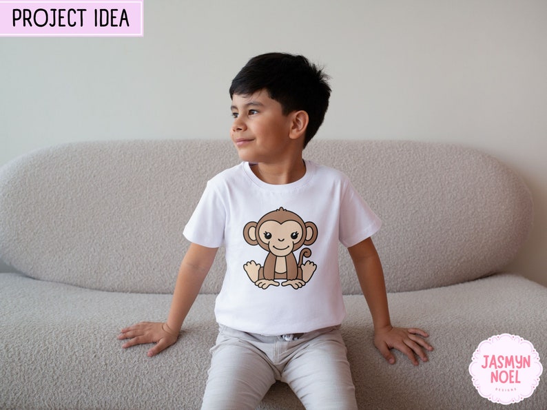 Cute Monkey SVG Cut File, Chimpanzee Clipart, Chimp PNG, Ape Vector ...