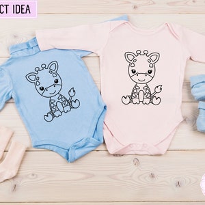 Cute Baby Giraffe Outline Clipart PNG SVG Cut File - Jungle Safari Zoo ...