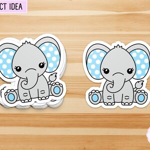Blue and Gray Boy Elephant SVG, PNG, & DXF - Cute Animal Clipart for ...