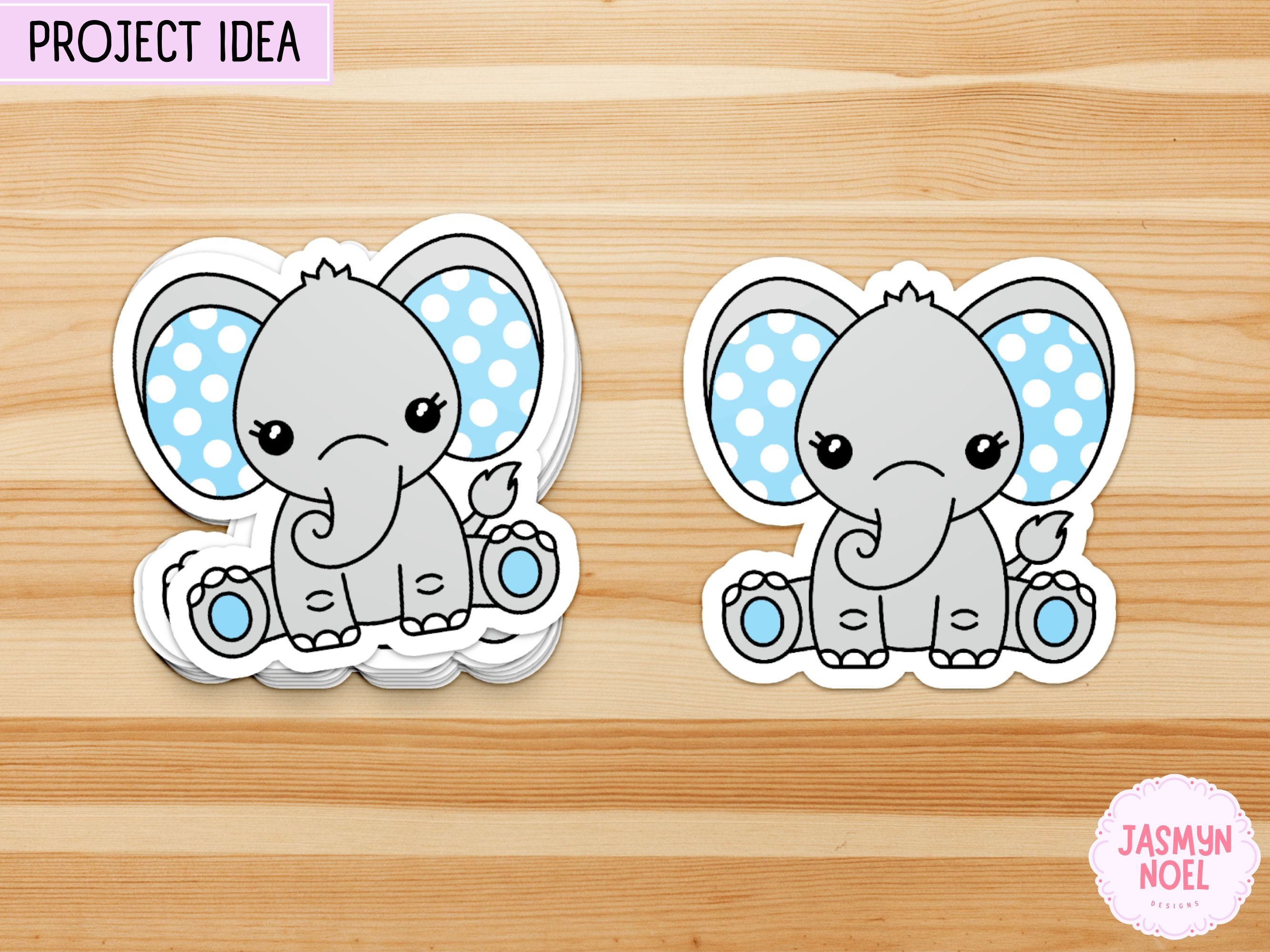 Blue and Gray Boy Elephant SVG, PNG, & DXF - Cute Animal Clipart for ...