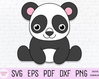 Cute Panda SVG Cut Files, PNG Panda Bear Clipart, Animal Vector ...