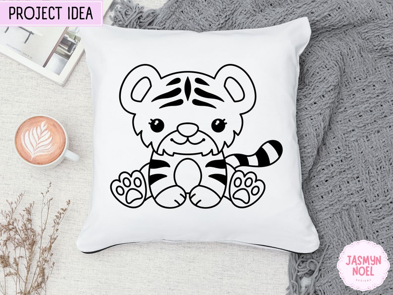 Cute Tiger Cub Outline Clipart, PNG, & SVG Cut File Safari Illustration ...