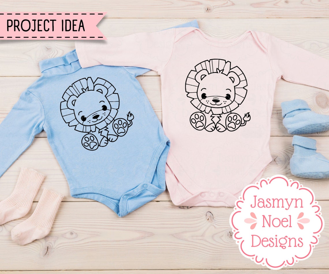 Cute Baby Lion Outline Clipart PNG & SVG Cut File - Etsy