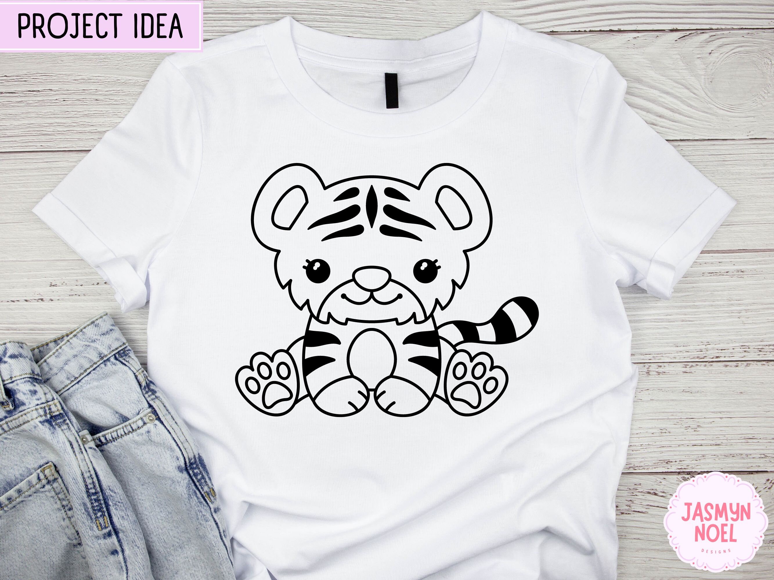 Cute Tiger Cub Outline Clipart, PNG, & SVG Cut File Safari Illustration ...