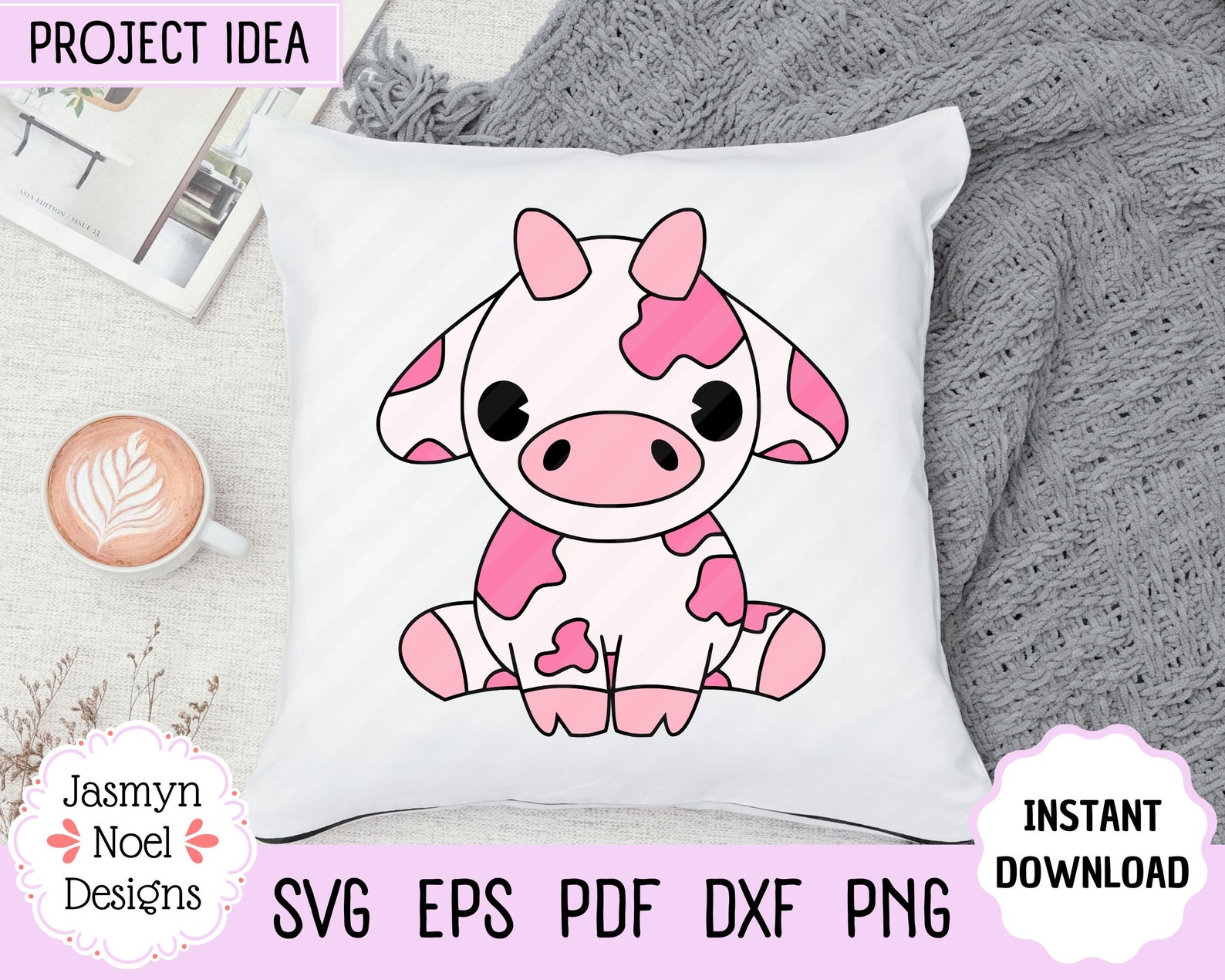 Strawberry Cow SVG Pink Cow Clipart Cute Cow PNG Baby - Etsy