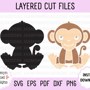 Cute Monkey SVG Cut File Chimpanzee Clipart Chimp PNG Ape - Etsy