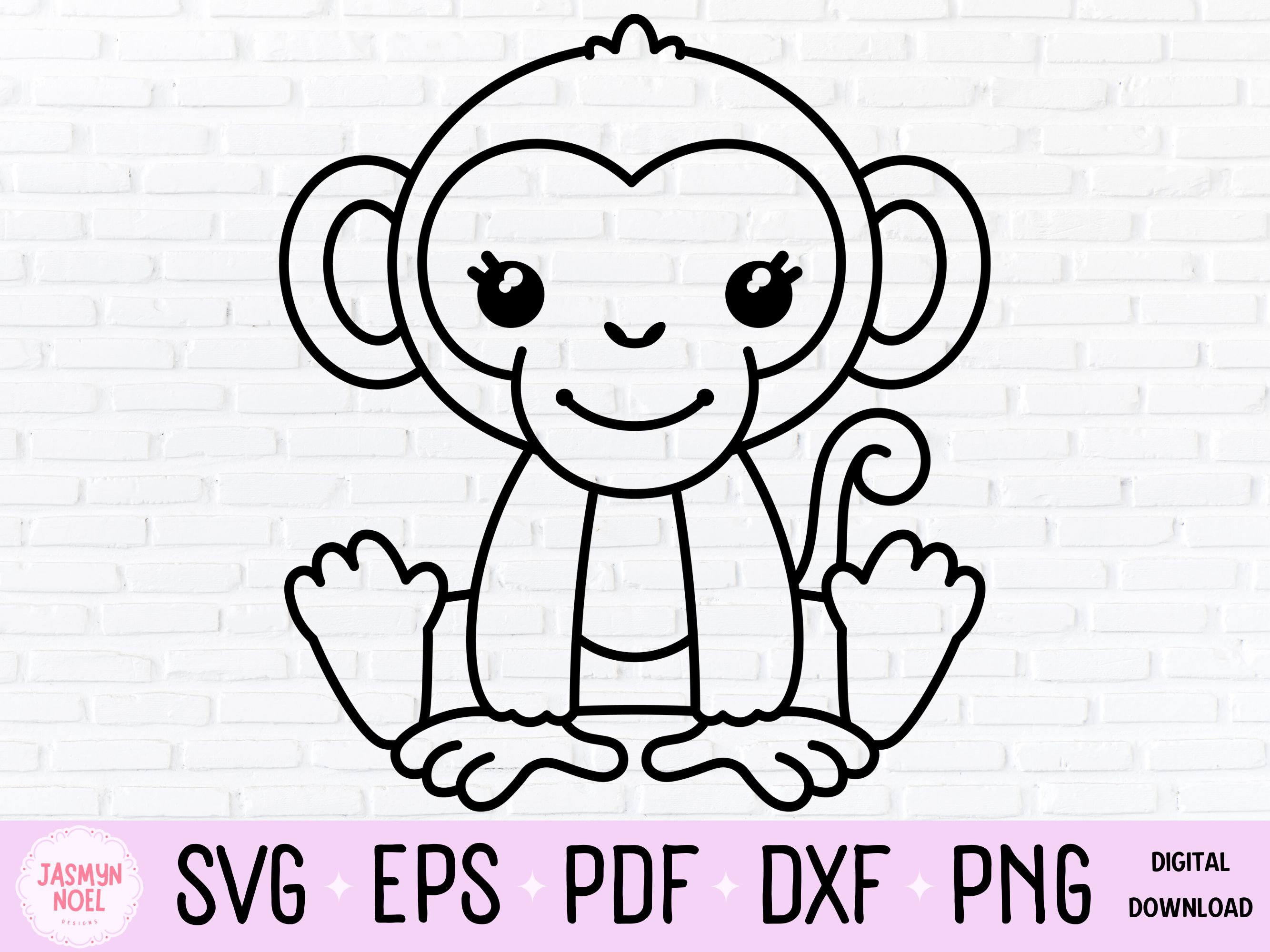 Buy Cute Chimpanzee SVG, Chimp Laser Cut File, Monkey PNG, & Primate ...