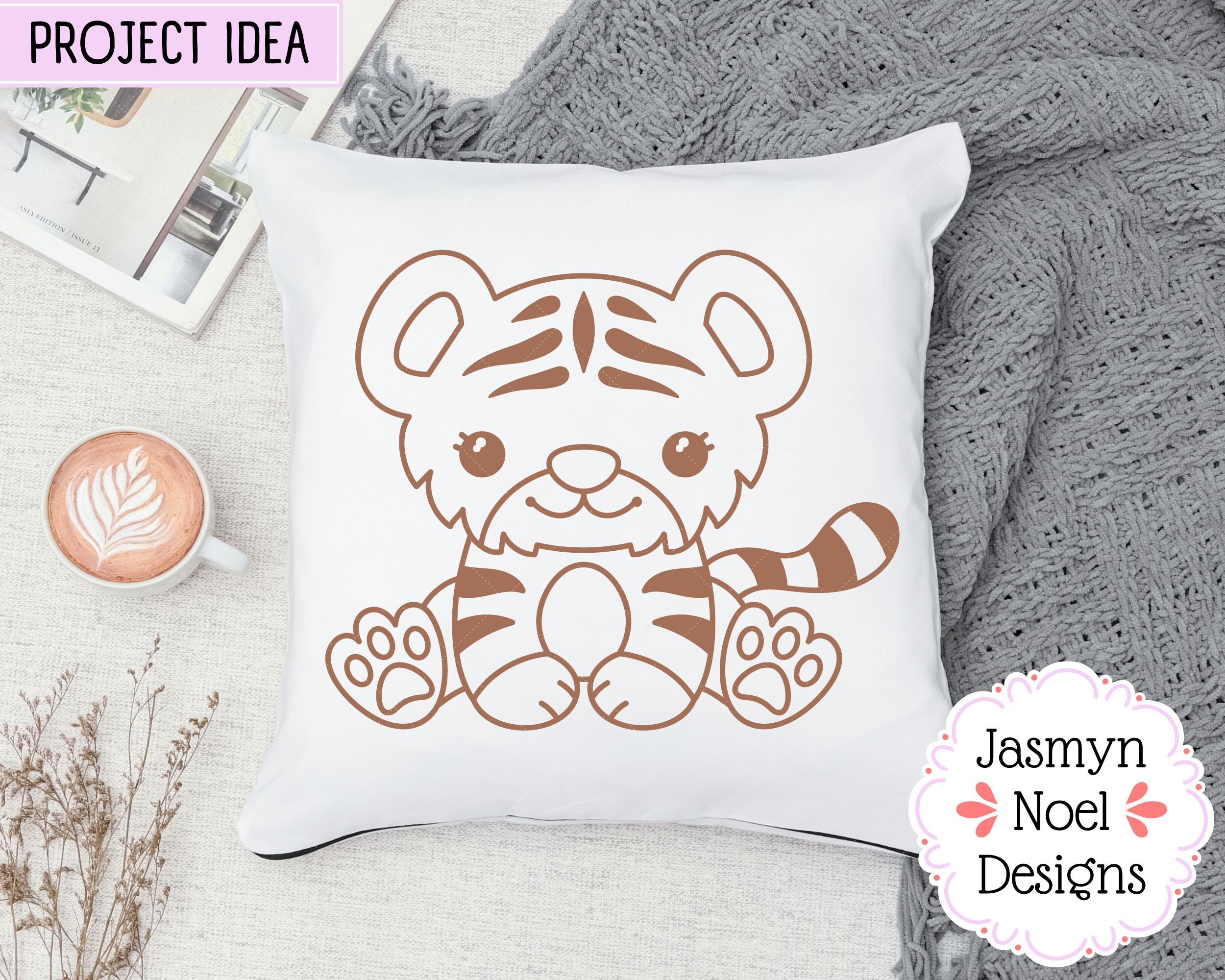 Buy Cute Tiger Cub Outline Clipart PNG & SVG Cut File Safari Online in ...