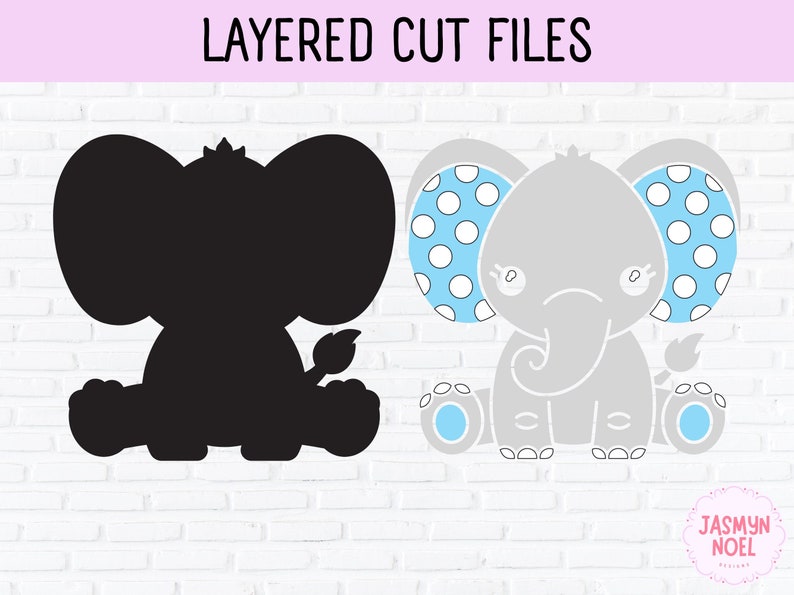 Blue and Gray Boy Elephant SVG, PNG, & DXF - Cute Animal Clipart for ...