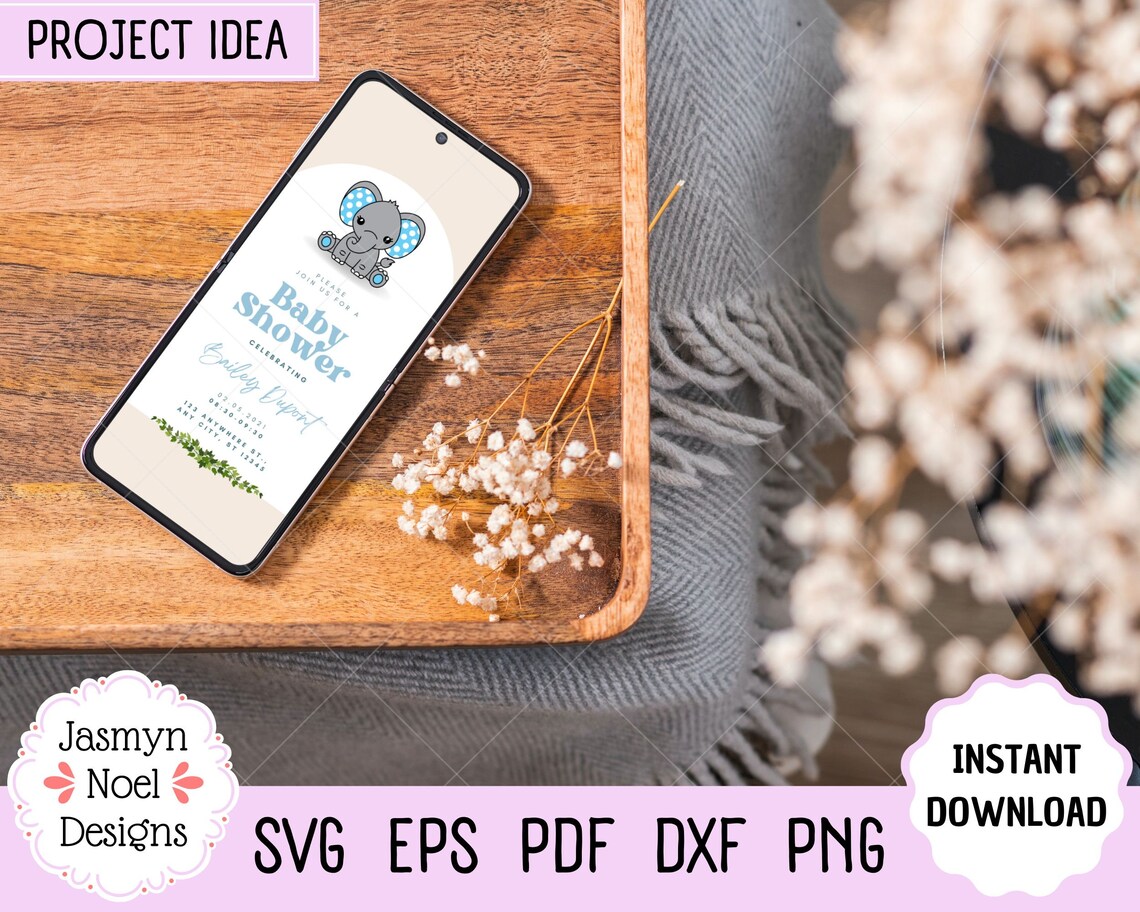 Blue and Gray Boy Elephant SVG PNG & DXF Cute Animal - Etsy