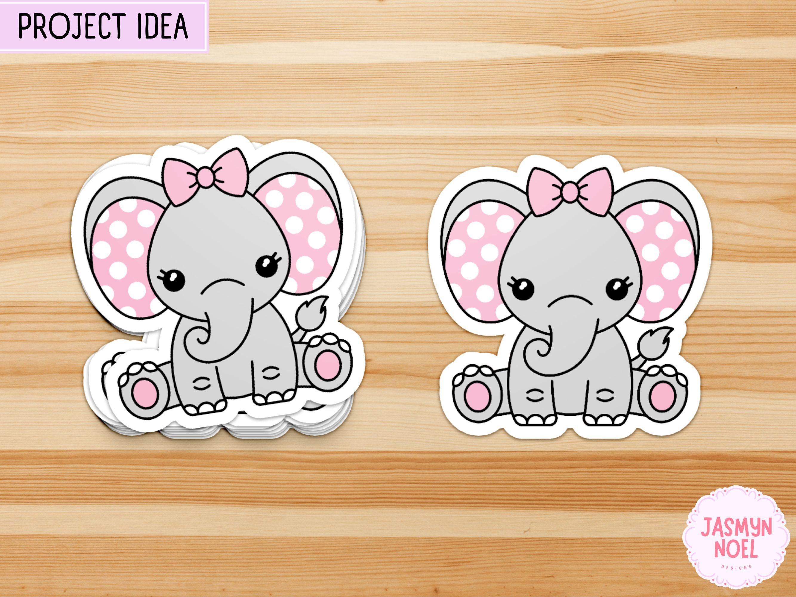 Boy and Girl Elephant SVG, PNG, & DXF File Cute Clipart for Gender ...