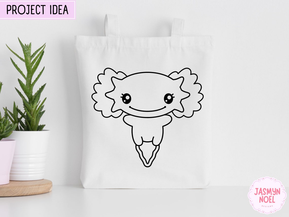 Cute Axolotl Outline Clipart, PNG, SVG Cut File Design Kawaii Axolotl ...