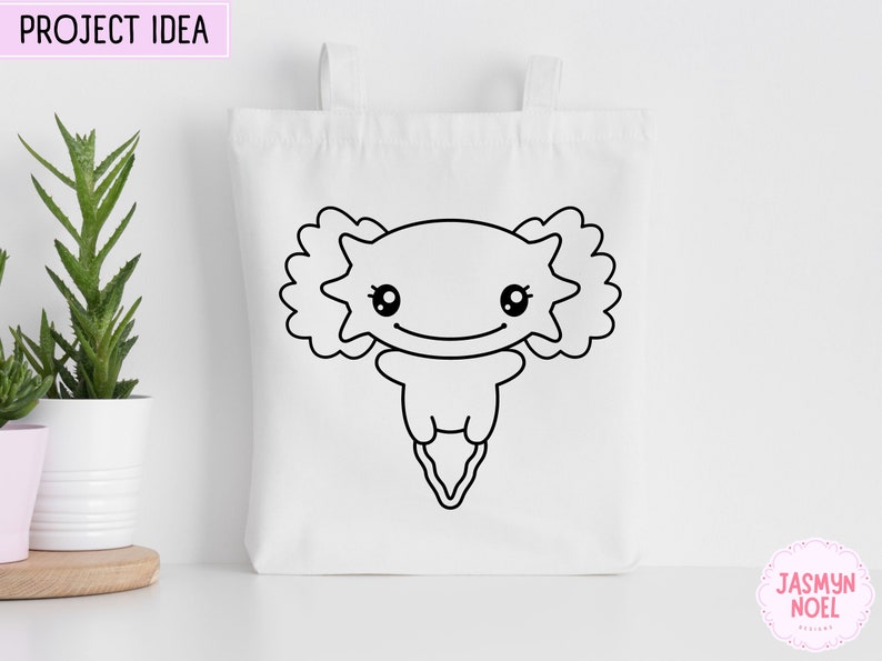Cute Axolotl Outline Clipart, PNG, SVG Cut File Design Kawaii Axolotl ...