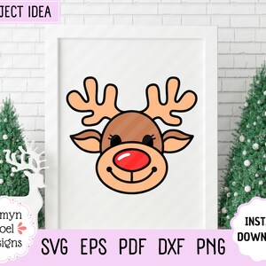 Cute Christmas Reindeer Clipart PNG & SVG Cut File - Etsy