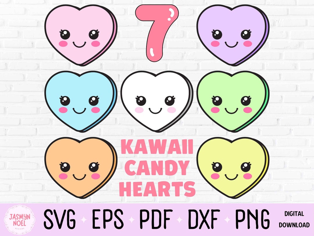 Kawaii Valentine's Day Candy Heart SVG PNG Clipart - Cute Valentine ...