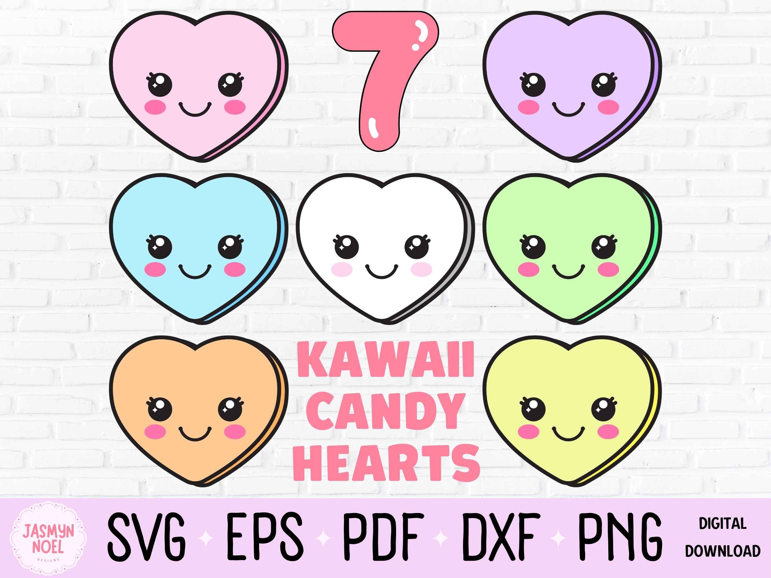 Kawaii Valentine's Day Candy Heart SVG PNG Clipart Cute Valentine ...