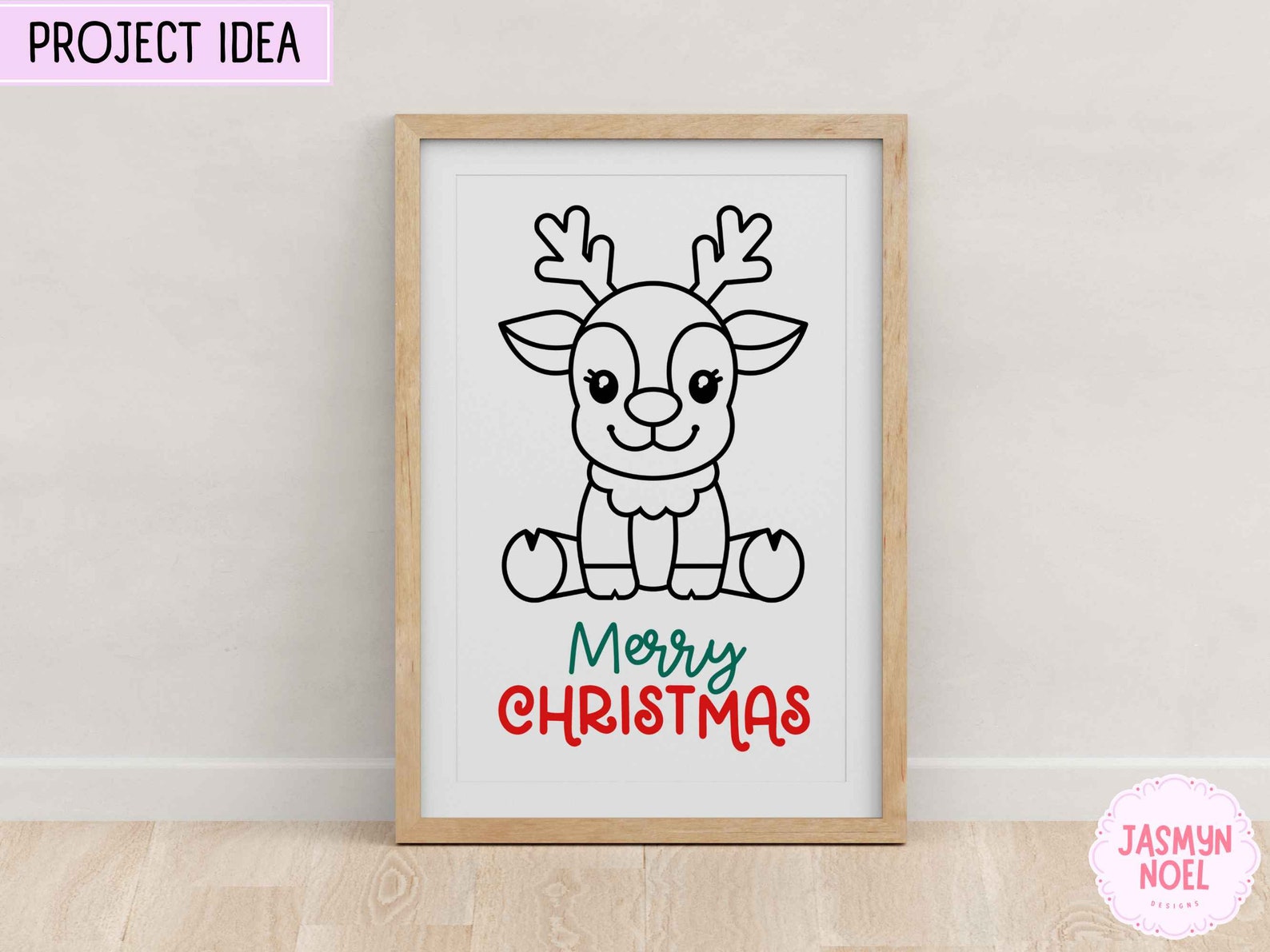 Rudolph Reindeer Christmas Line Art SVG, PNG, Clipart, Ready to Press ...