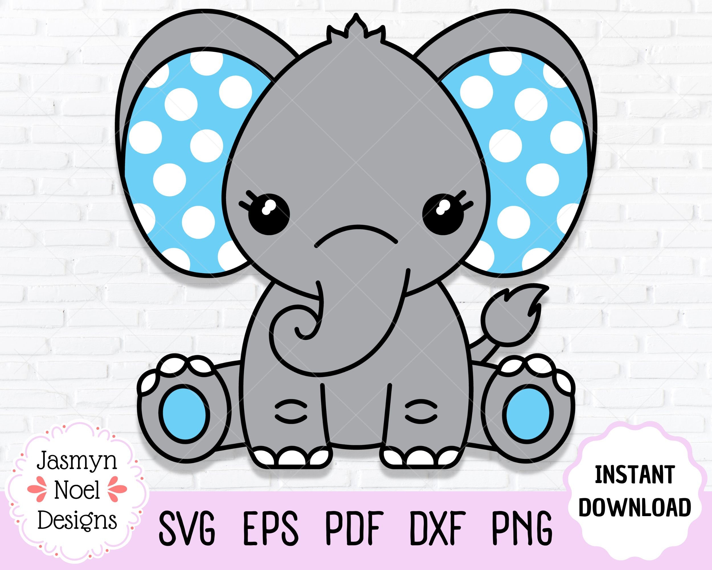 Blue and Gray Boy Elephant SVG PNG & DXF Cute Animal - Etsy