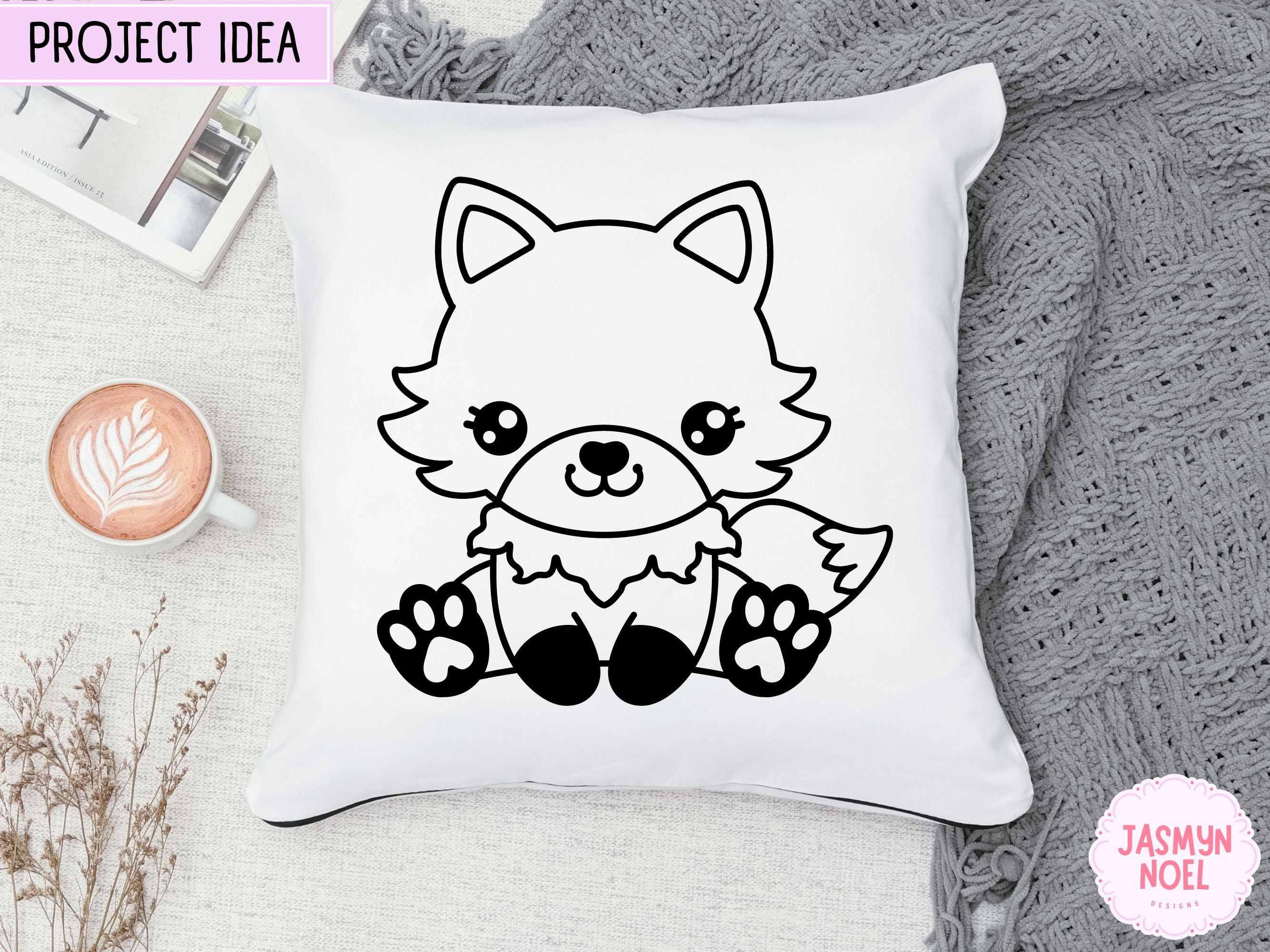 Cute Woodland Red Baby Fox Outline, Line Art, Clipart, PNG, SVG ...