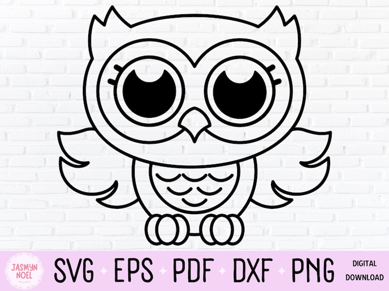 Cute Woodland Owl Line Art, Baby Night Owl Outline SVG, Clipart, PNG ...