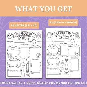 All About My Mom Mothers Day Printable Fill in the Blank Questionnaire ...