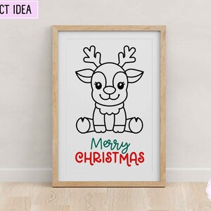 Rudolph Reindeer Christmas Line Art Bundle SVG, PNG, Clipart, Heat ...
