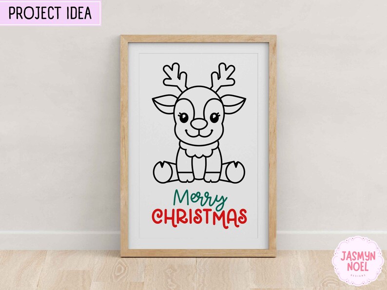 Rudolph Reindeer Christmas Line Art Bundle SVG, PNG, Clipart, Heat ...