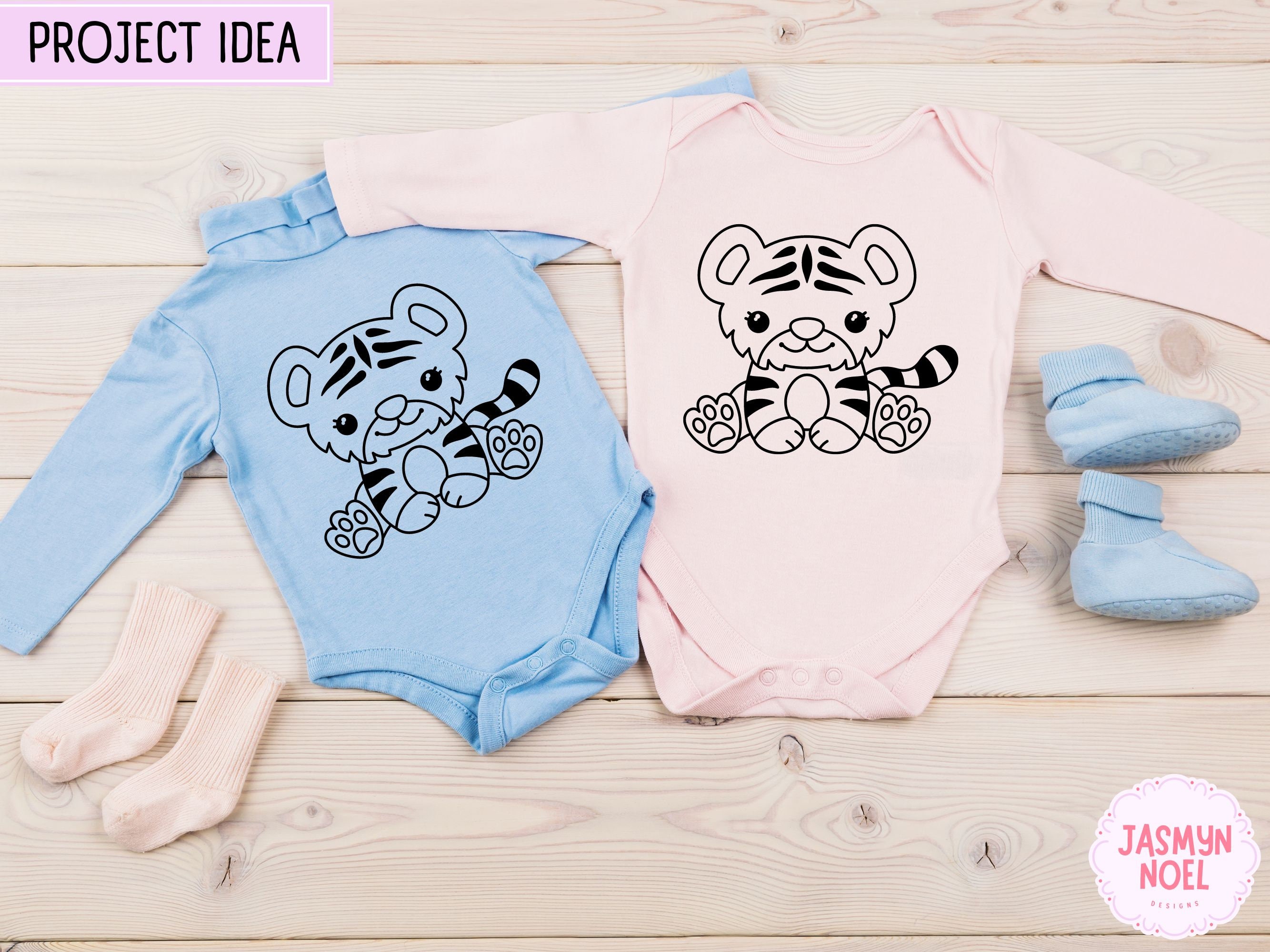 Cute Tiger Cub Outline Clipart, PNG, & SVG Cut File Safari Illustration ...