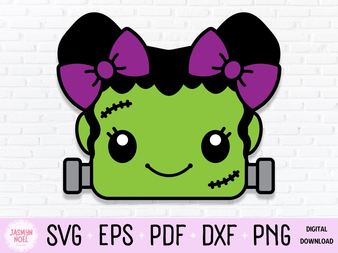 Frankenstein Monster Girl Halloween SVG, PNG, Clipart, Laser Cut File ...
