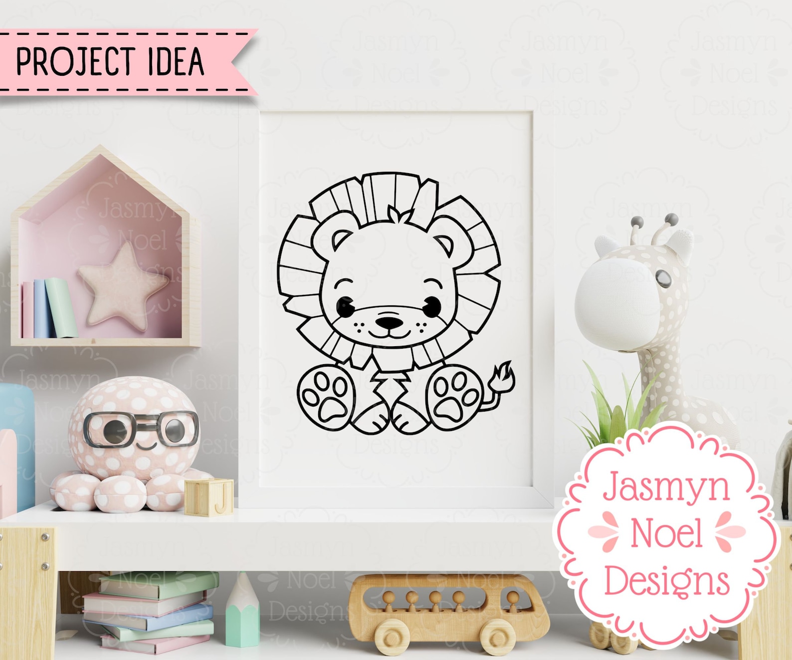 Cute Baby Lion Outline Clipart PNG & SVG Cut File - Etsy