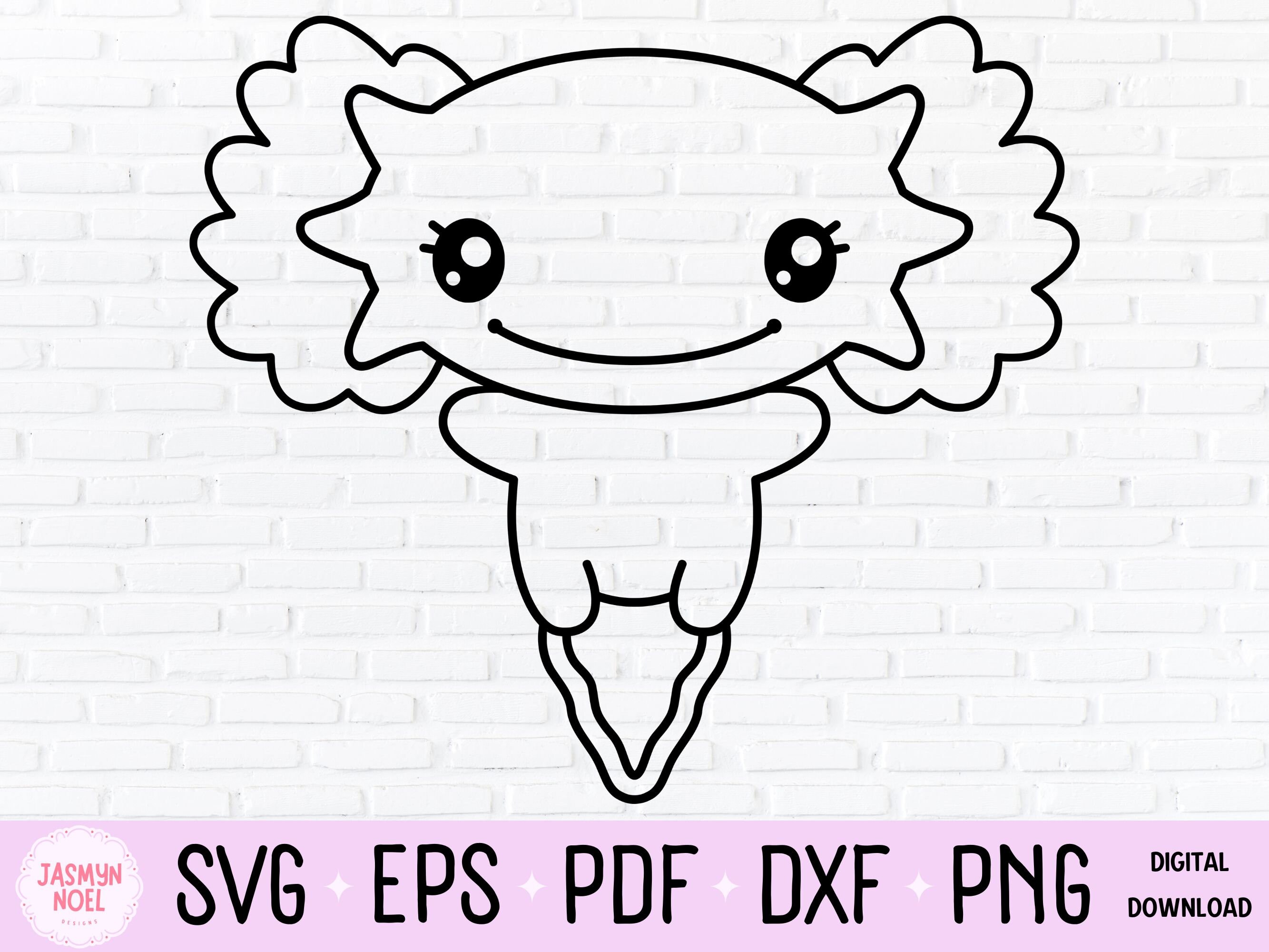 Cute Axolotl Outline Clipart, PNG, SVG Cut File Design Kawaii Axolotl ...